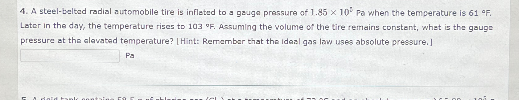 Solved A steel-belted radial automobile tire is inflated to | Chegg.com