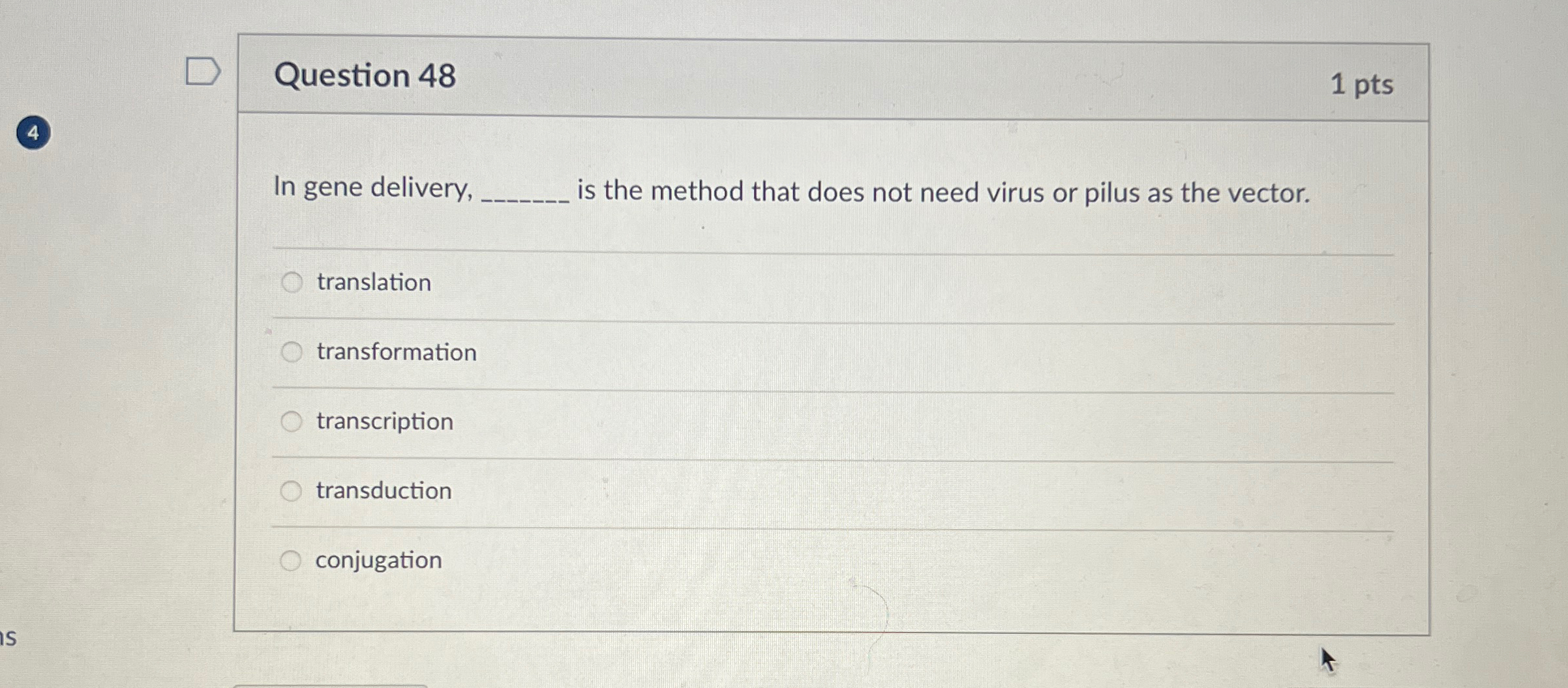 Solved Question 481 ﻿pts4In gene delivery, is the method | Chegg.com