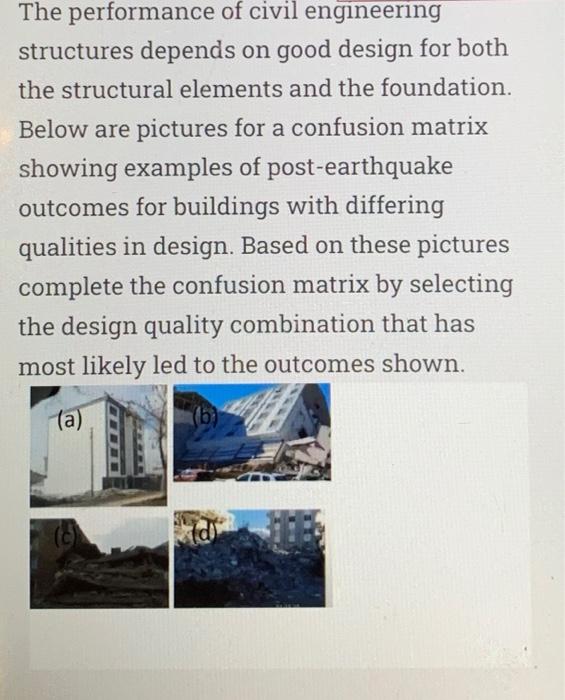 Solved The performance of civil engineering structures | Chegg.com