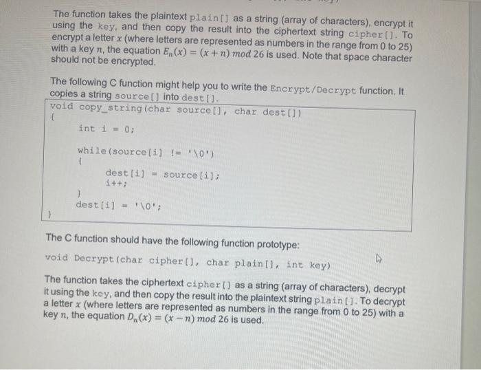 Solved The C function should have the following function | Chegg.com
