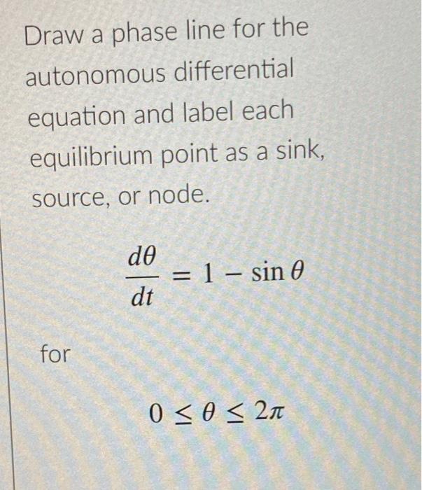 Solved Draw a phase line for the autonomous differential | Chegg.com