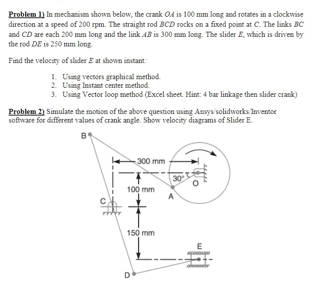 Solved Problem 1) ﻿In mechanism shown below, the crank OA | Chegg.com