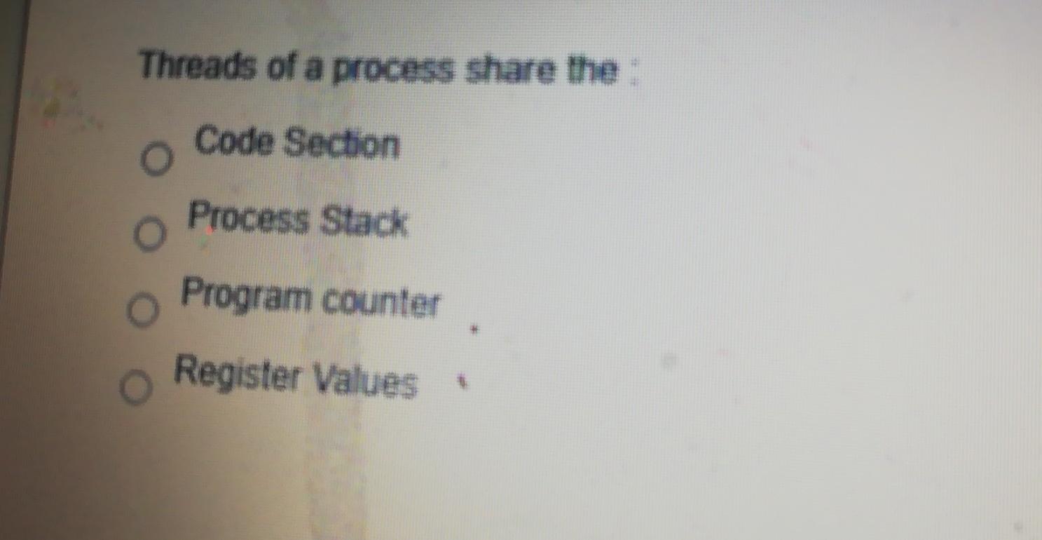 Solved Threads of a process share the Code Section Process | Chegg.com