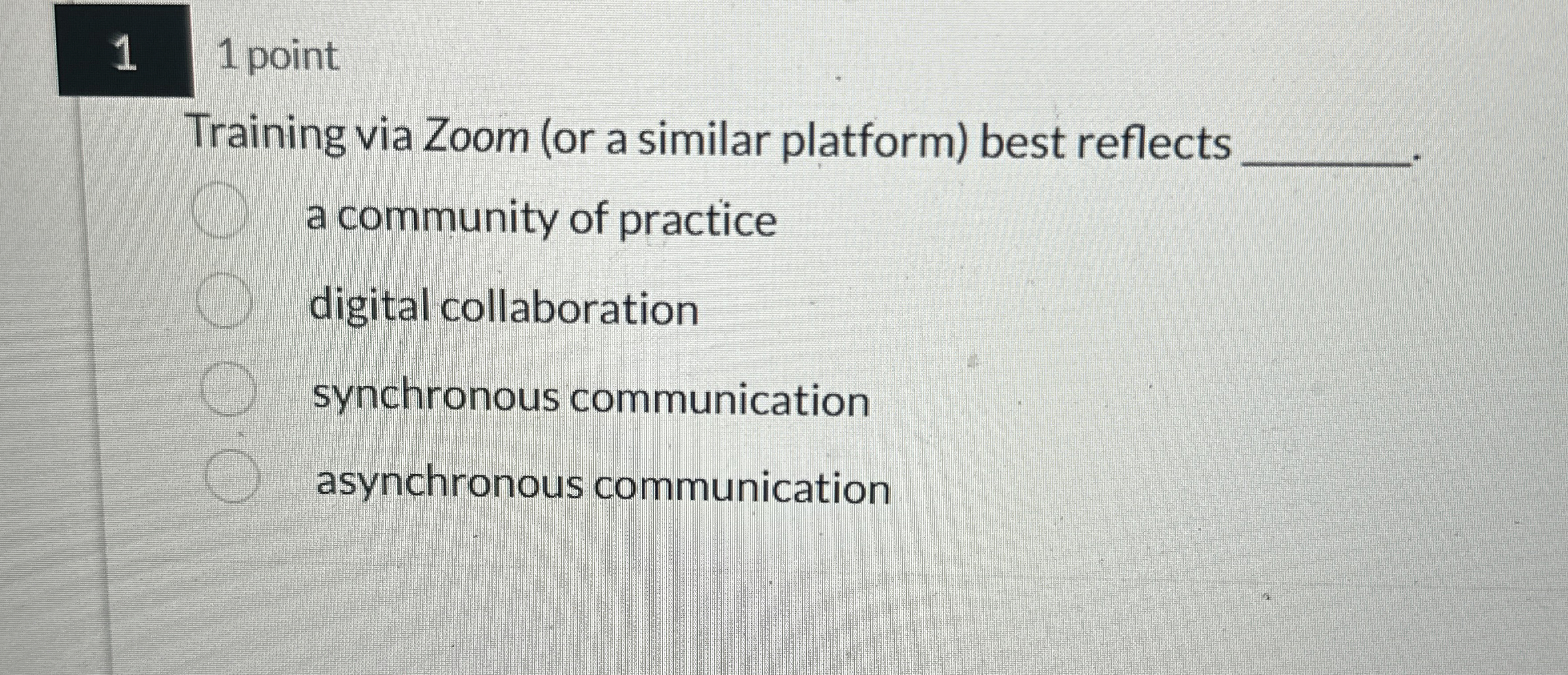Solved 11 ﻿pointTraining via Zoom (or a similar platform) | Chegg.com