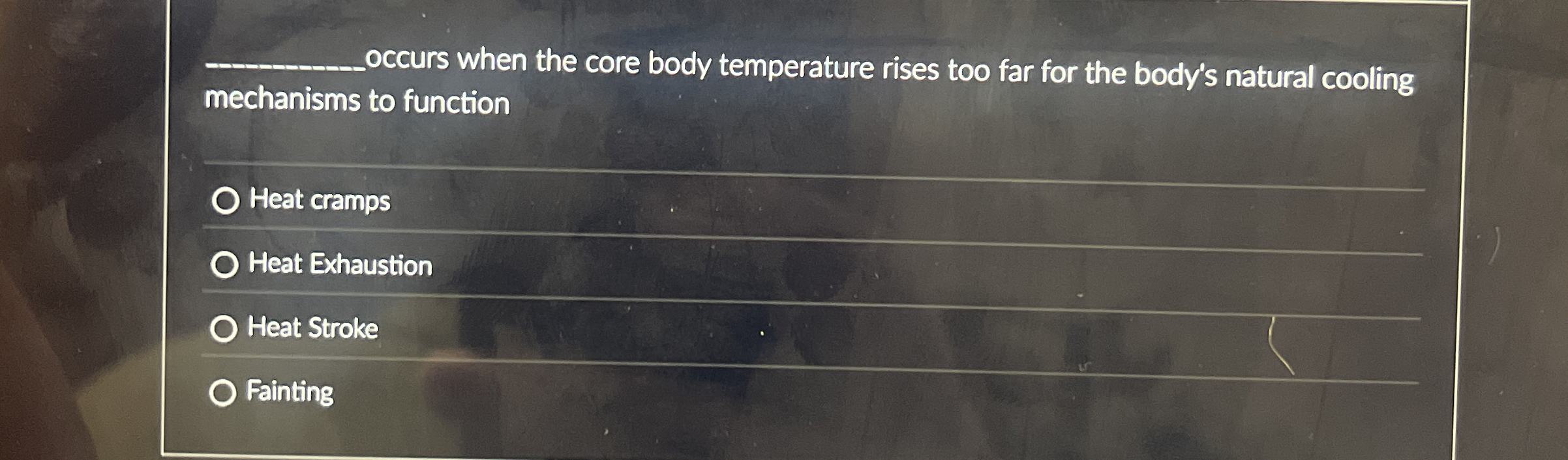 High Quality SOLUTION q, ﻿occurs when the core body temperature rises ...