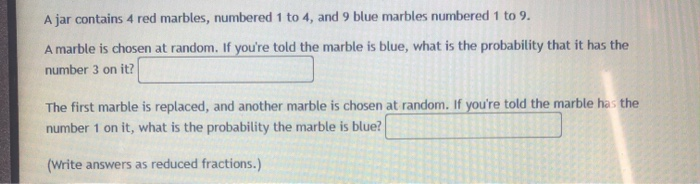 Solved Ajar contains 4 red marbles, numbered 1 to 4, and 9 | Chegg.com