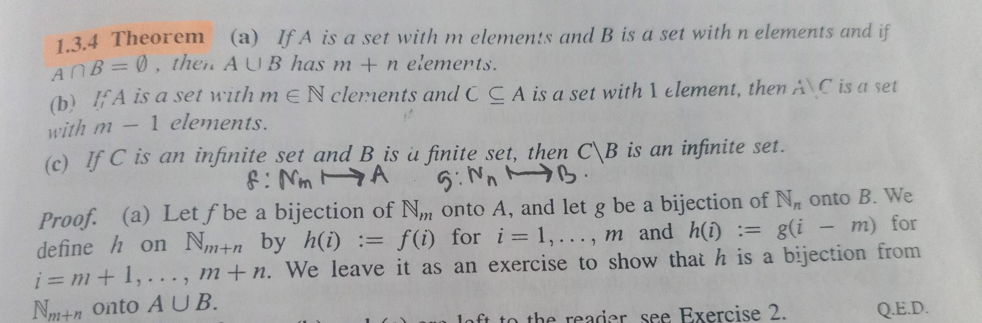 Solved 1.3.4 Theorem (a) If A is a set with m elements and B | Chegg.com