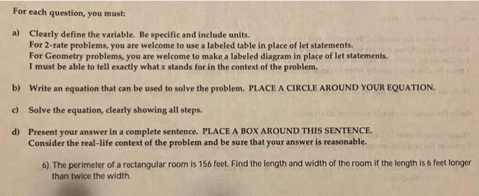 Solved For each question, you must: a) Clearly define the | Chegg.com