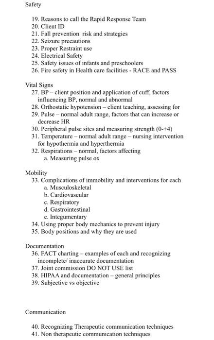 Safety 19. Reasons to call the Rapid Response Team | Chegg.com