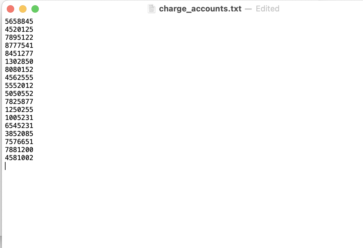 Solved you will find a file named charge_accounts.txt | Chegg.com