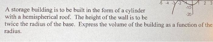 Solved 5 A storage building is to be built in the form of a | Chegg.com