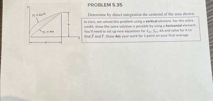 Solved Determine by direct integration the centroid of the | Chegg.com