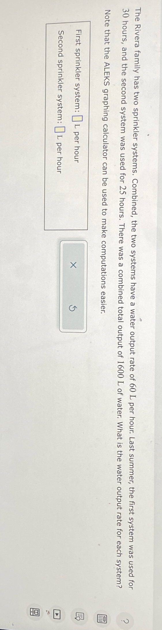 Solved The Rivera family has two sprinkler systems. | Chegg.com
