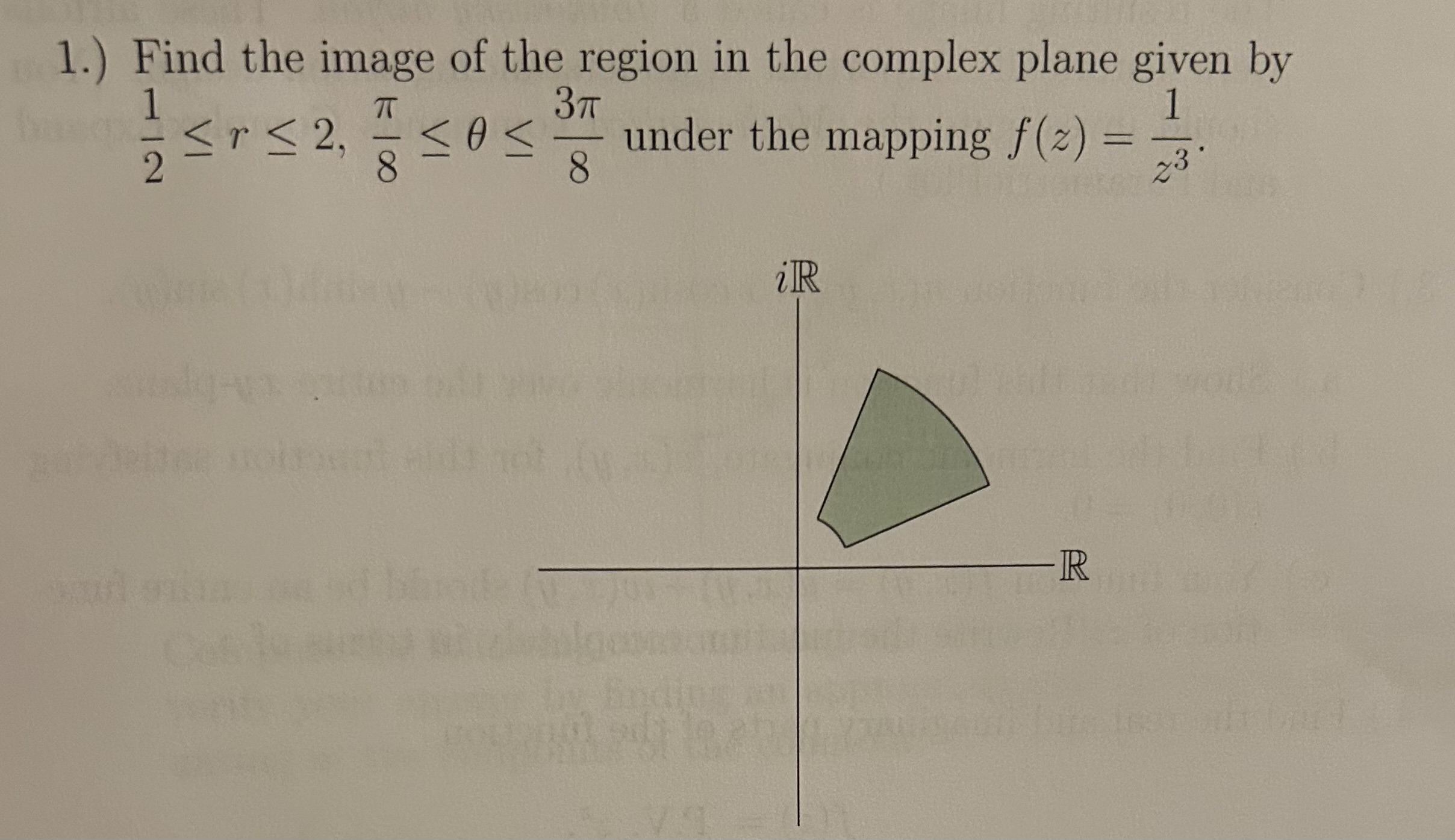 Solved 1.) ﻿Find the image of the region in the complex | Chegg.com