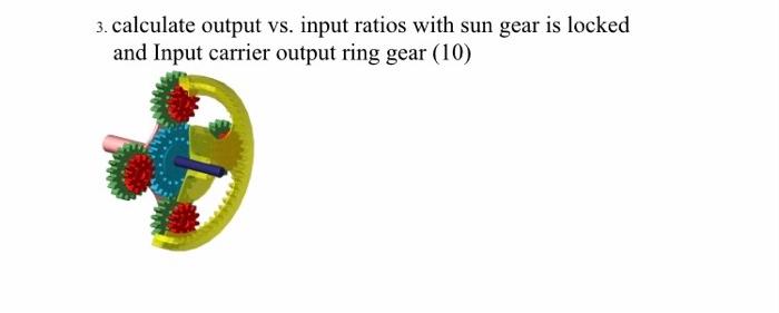 Solved 3. calculate output vs. input ratios with sun gear is | Chegg.com