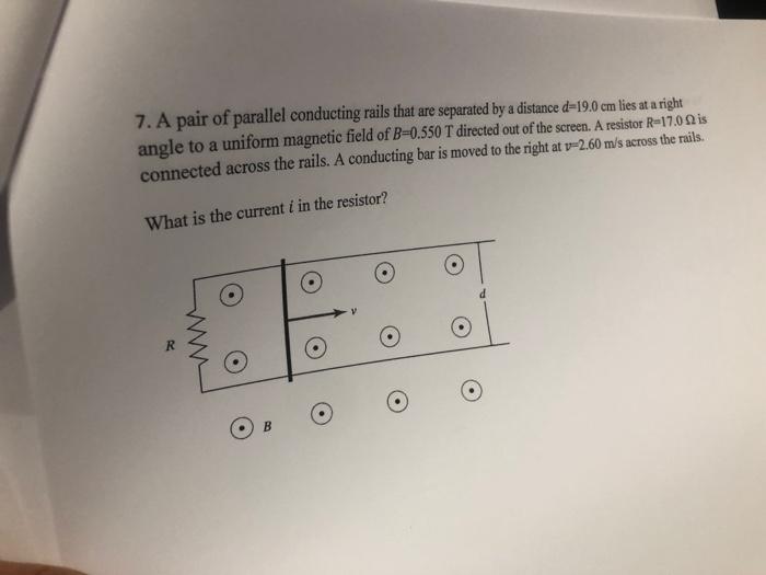 Solved 7. A pair of parallel conducting rails that are | Chegg.com