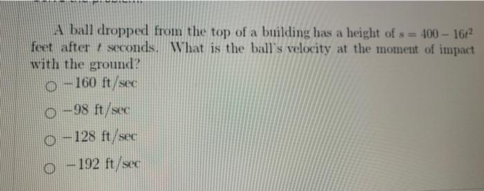 Solved A ball dropped from the top of a building has a | Chegg.com