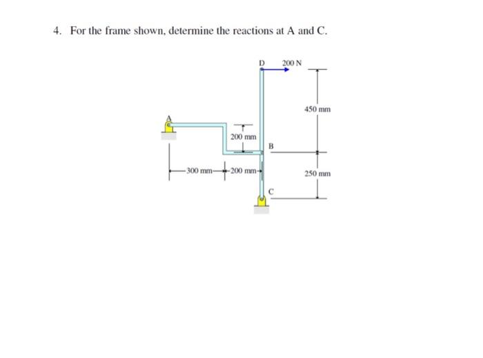 Solved 4. For the frame shown, determine the reactions at A | Chegg.com