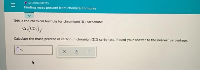 Solved STOICHIOMETRY Finding mass percent from chemical | Chegg.com