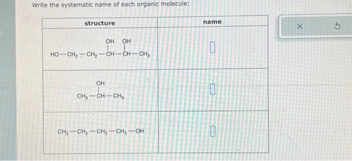 Solved Write the systematic name of each organic molecule: | Chegg.com
