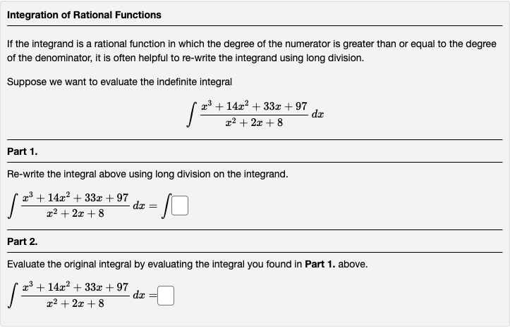 Solved Integration of Rational FunctionsIf the integrand is | Chegg.com