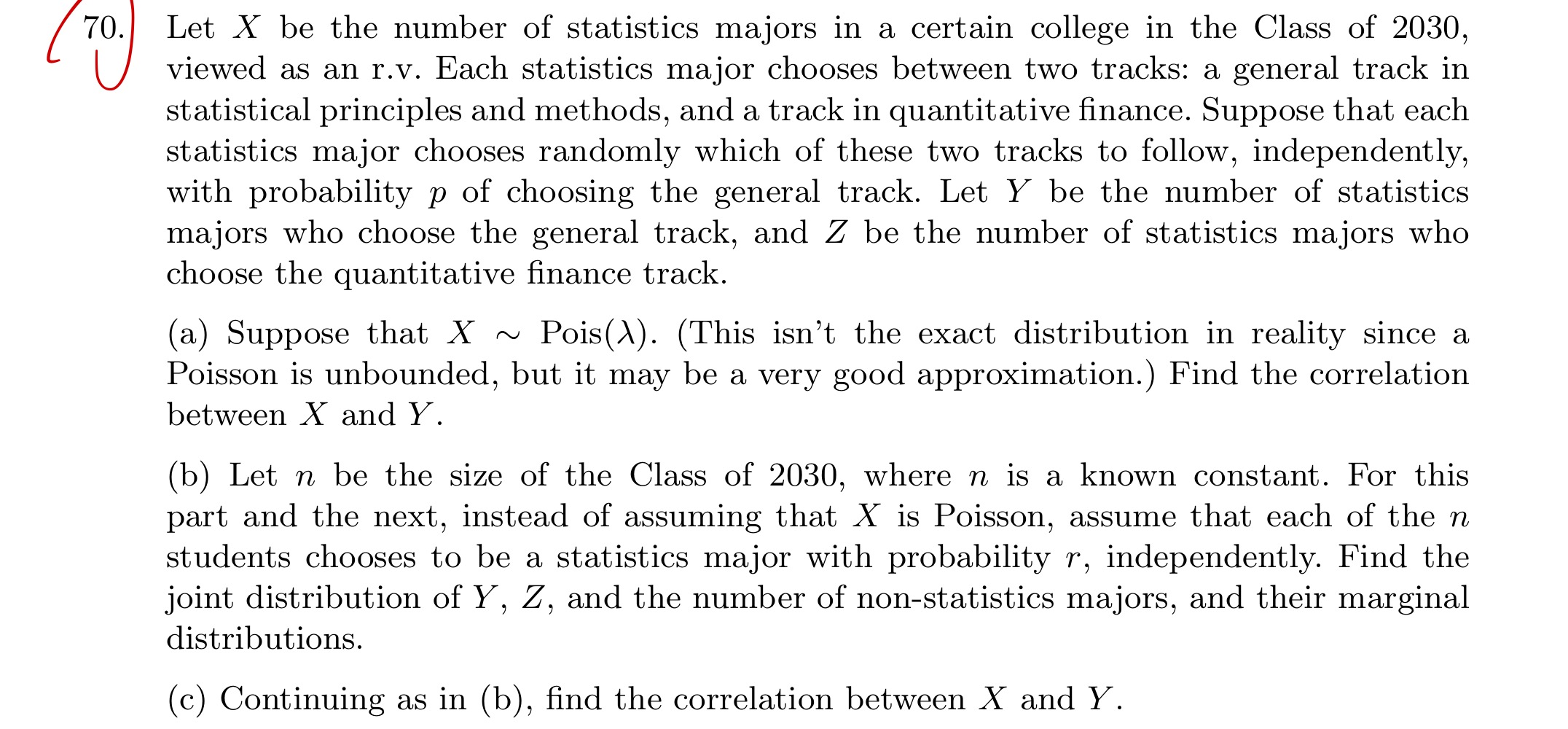 Solved 70. ﻿Let \( ﻿X \) ﻿be the number of statistics majors | Chegg.com