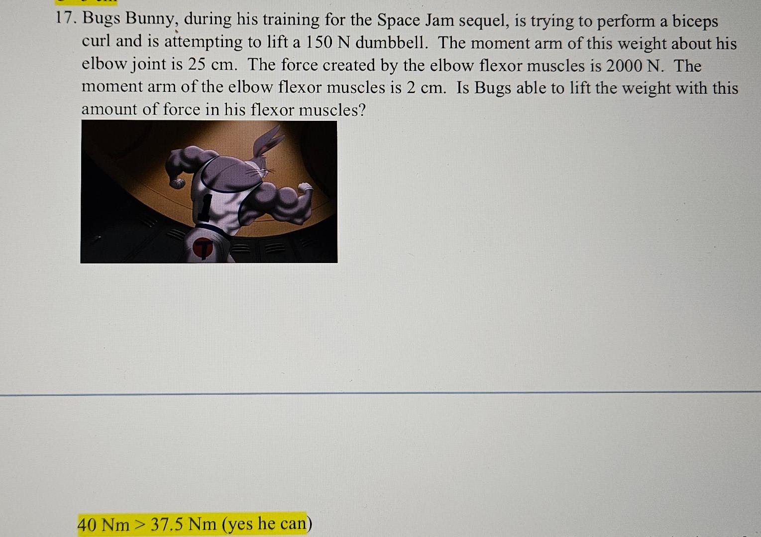 Solved Bugs Bunny, during his training for the Space Jam | Chegg.com