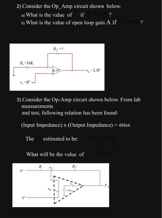 3) Consider the Op-Amp circuit shown below. From lab | Chegg.com