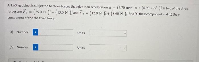Solved A 1.60 kg object is subjected to three forces that | Chegg.com