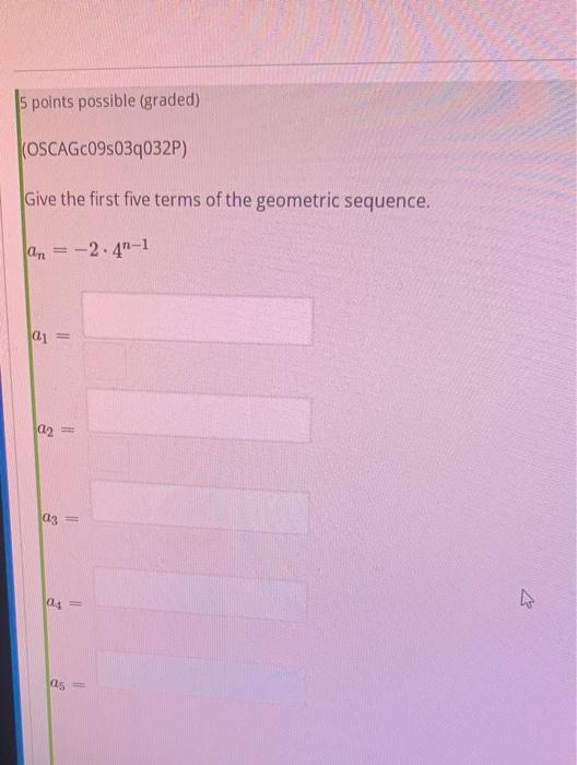 Solved 5 points possible (graded) (OSCAGC09503032P) Give the | Chegg.com
