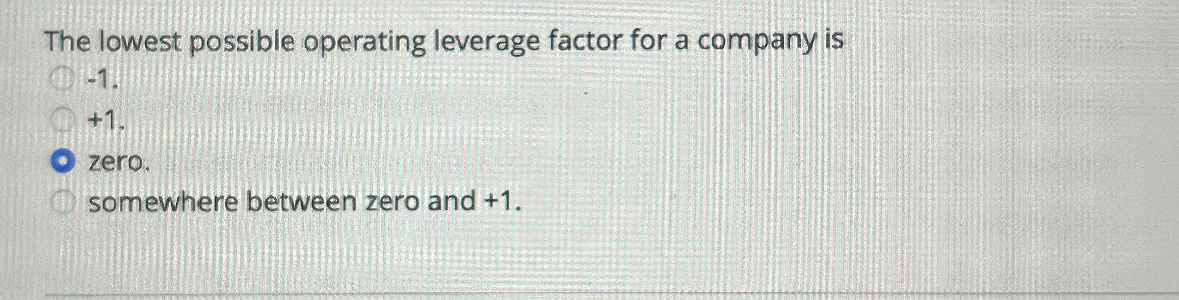 Solved The lowest possible operating leverage factor for a | Chegg.com