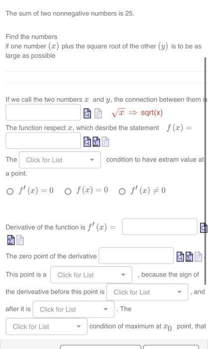 Solved Find the numbers if one number (x) plus the square | Chegg.com