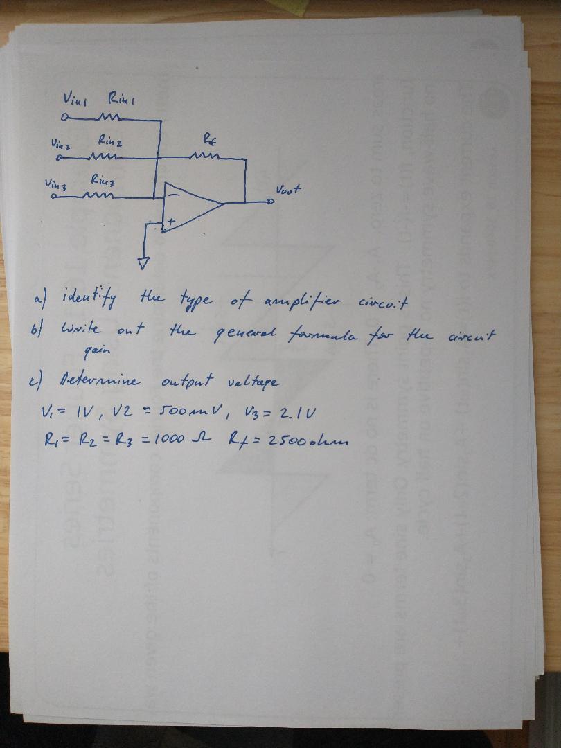 Solved a) ﻿identify the type of amplifier circuitb) ﻿Write | Chegg.com