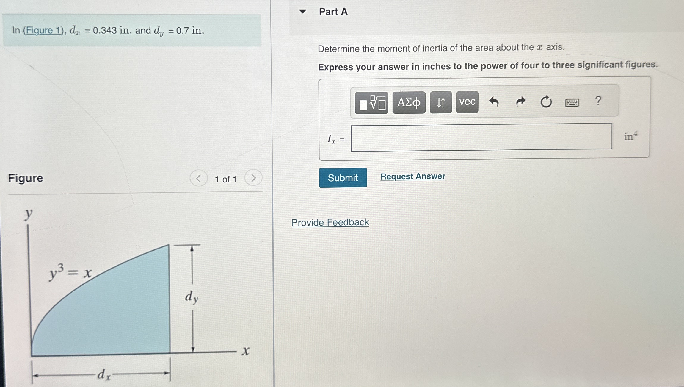 Solved ln (Figure 1), dx=0.343 ﻿in. ﻿and dy=0.7in.Figure1 | Chegg.com