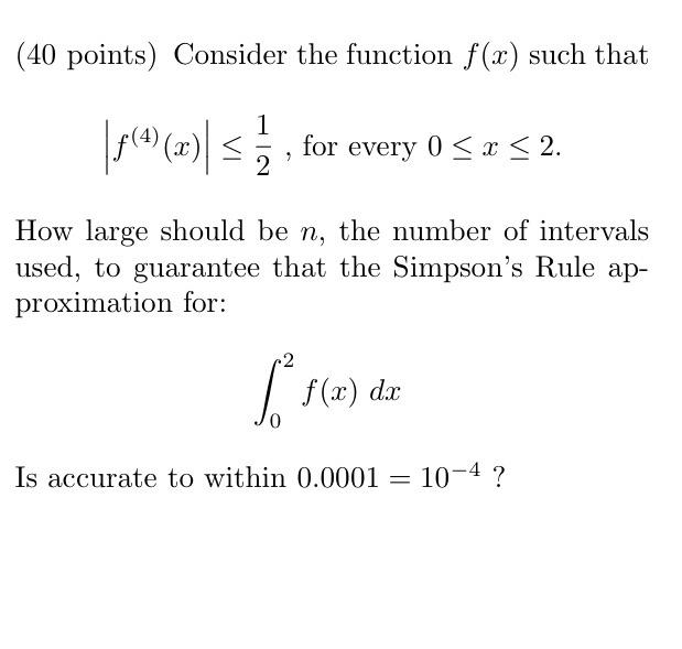 Solved (40 points) Consider the function f(x) such that 1 | Chegg.com Solved (40 points) Consider the function f(x) such that 1 | Chegg.com