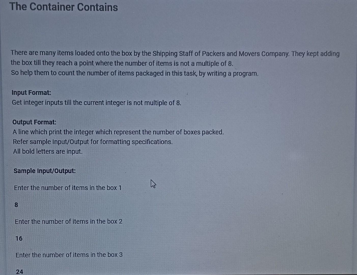 Solved The Container Contains There are many items loaded | Chegg.com