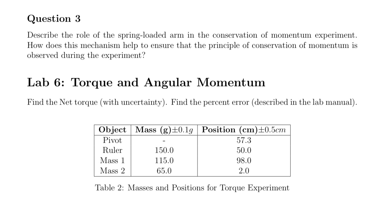 Solved Lab 6: Torque and Angular MomentumFind the Net torque | Chegg.com