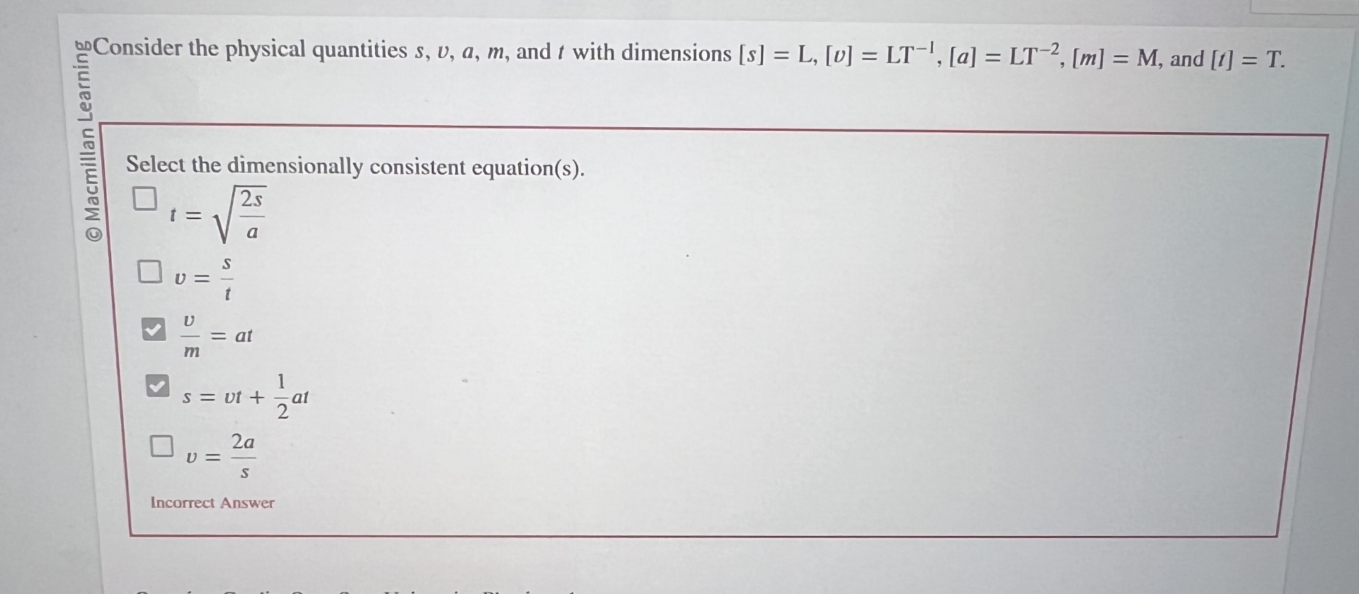 Solved Select the dimensionally consistent | Chegg.com