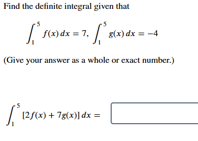 Solved Find the definite integral given | Chegg.com