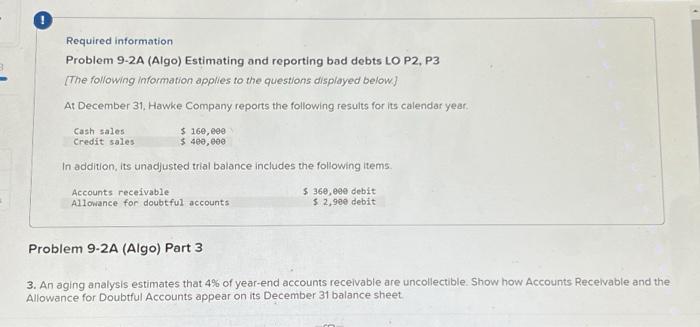 Required information Problem 9-2A (Algo) Estimating | Chegg.com