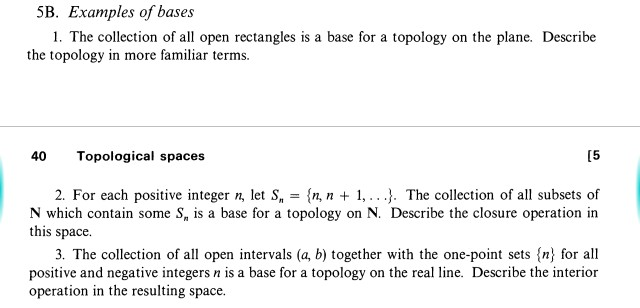 Solved 5B. Examples of bases 1. The collection of all open | Chegg.com