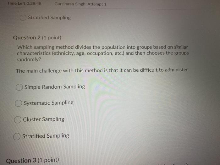 Solved Which sampling method divides the population into | Chegg.com