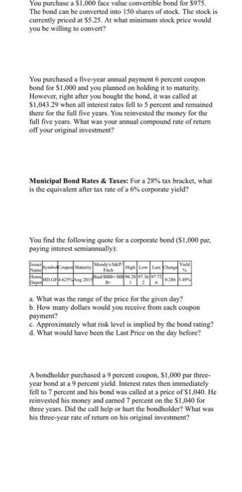 Sample Treasury Bond Quote (Example FYI Only) $1,000 | Chegg.com