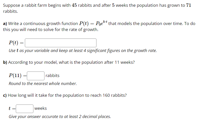 Solved Suppose a rabbit farm begins with 45 ﻿rabbits and | Chegg.com
