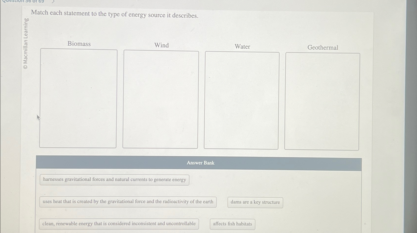 Solved Match each statement to the type of energy source it | Chegg.com