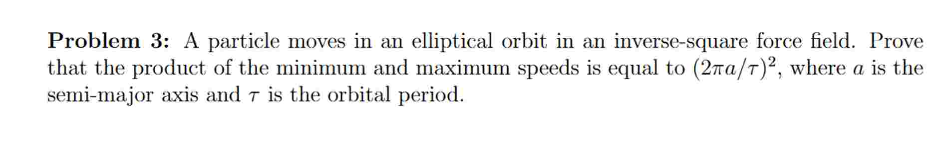 Solved Problem 3: A particle moves in an elliptical orbit in | Chegg.com
