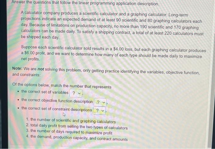 Solved Answer the questions that follow the linear | Chegg.com