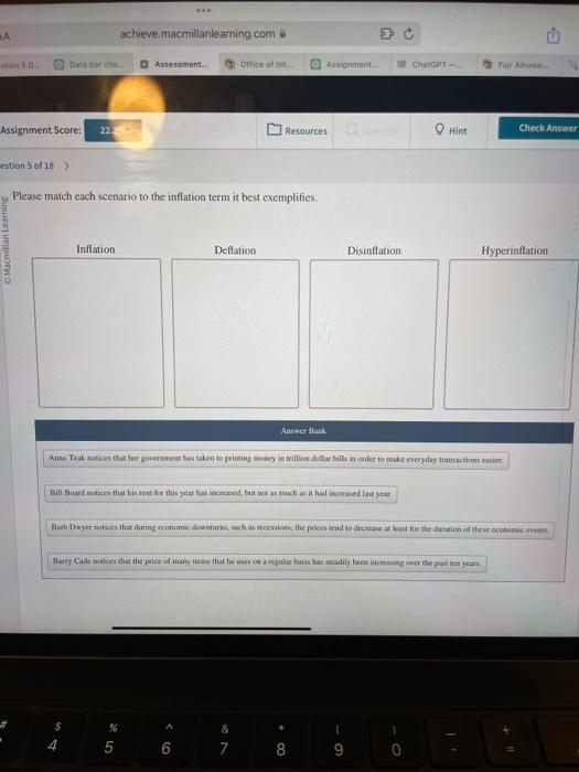 Solved Please match each scenario to the inflation term it | Chegg.com