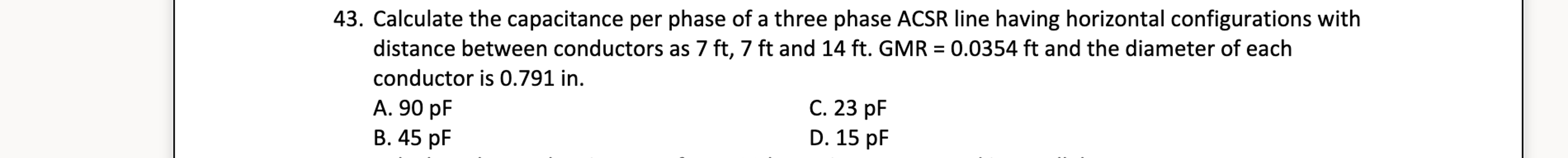 Solved Calculate the capacitance per phase of a three phase | Chegg.com