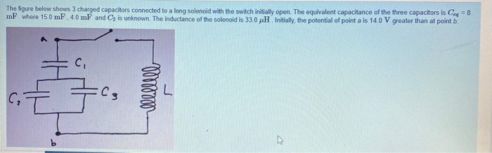 Solved The figure below shows 3 charged capacitors connected | Chegg.com